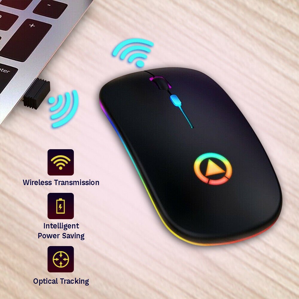 2.4GHz RGB Wireless USB Rechargeable PC Laptop Mouse - Icespheric £12.99